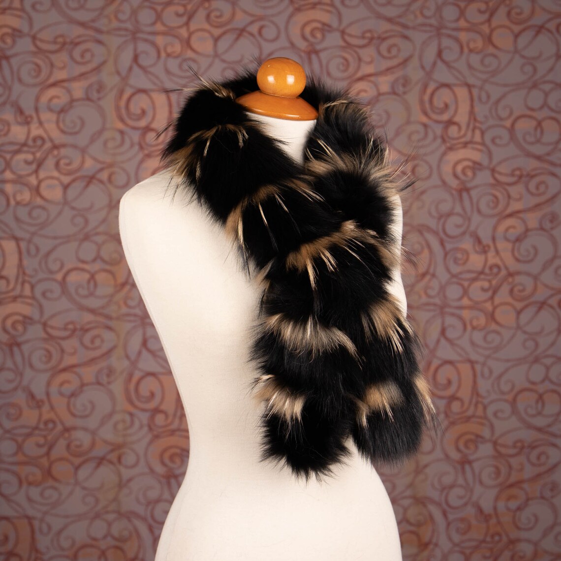 Real Fox Fur Scarf in Black Gold Color Unisex Wrap - Etsy