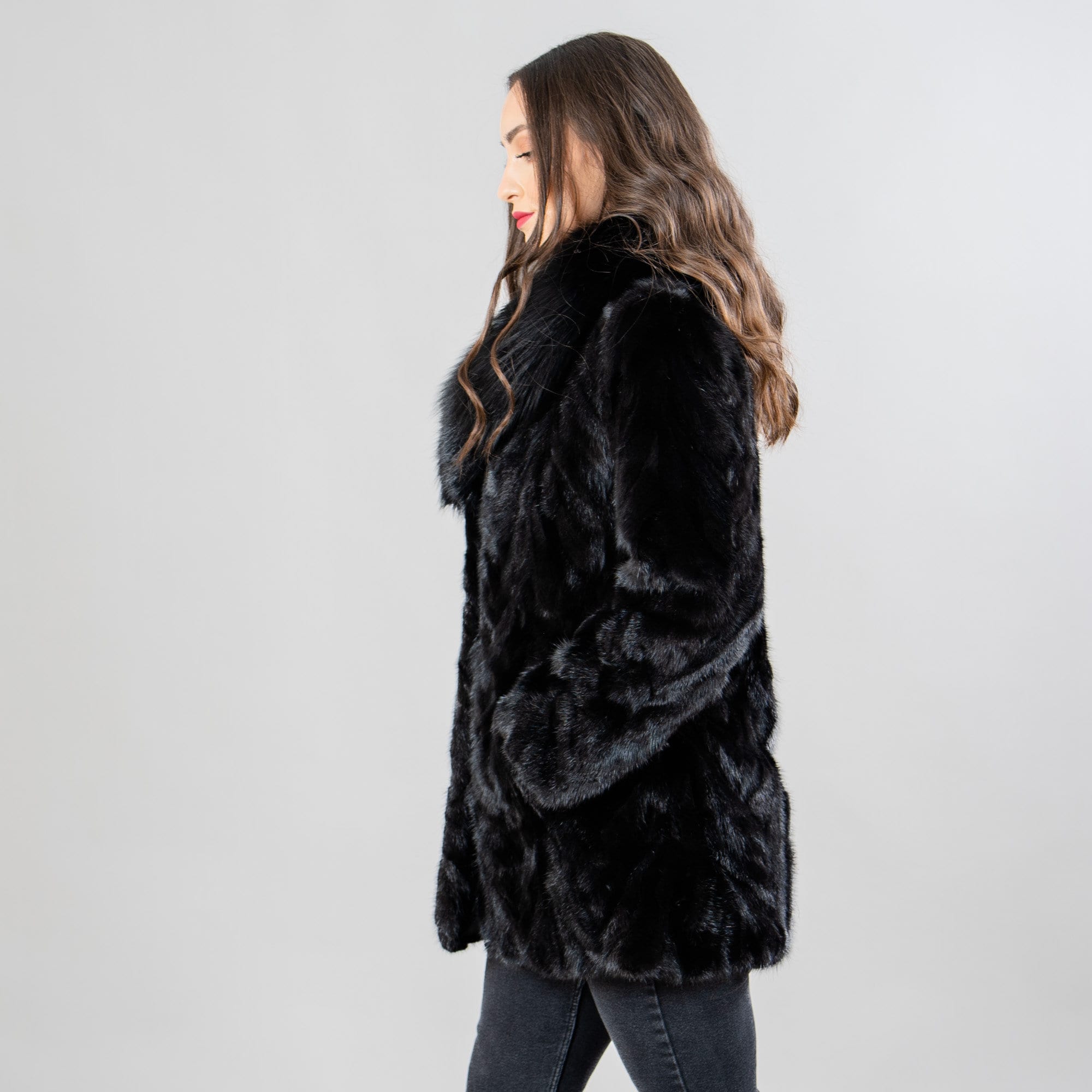 Luxurious Black Mink Jacket With Stylish Fox Fur Accents - Etsy