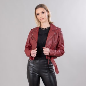 Red Short Leather Jacket - Etsy