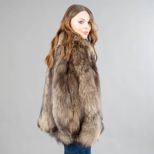 Genuine Fox Fur Cape Coat in Brown Color With A Fluffy Fur Collar - Etsy