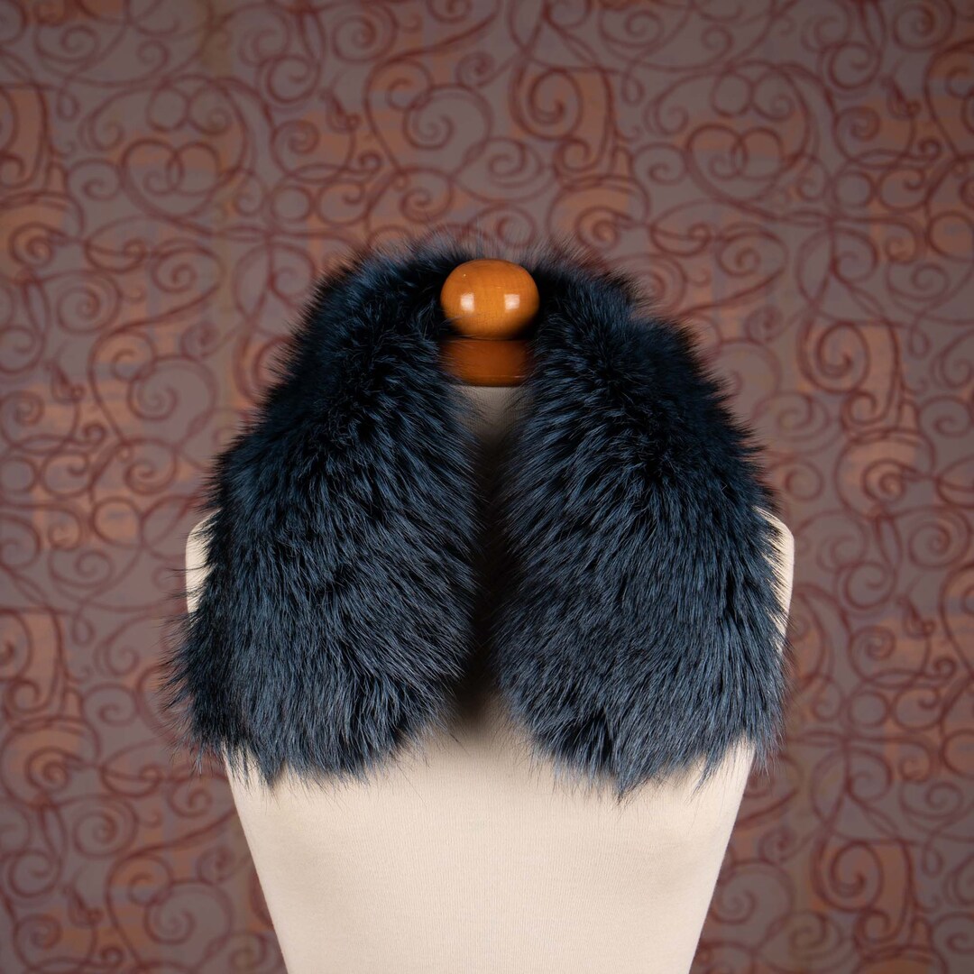 Real Fox Fur Scarf in Blue-black Color Unisex Wrap - Etsy
