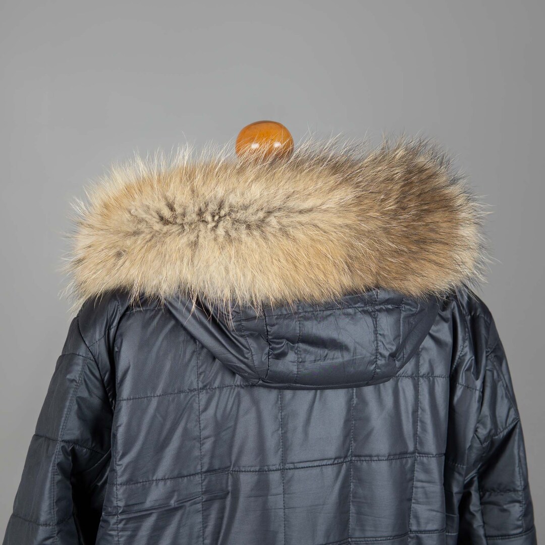 Luxurious Warm Gold Raccoon Fur Hood Trim - Elevate Your Jacket With ...