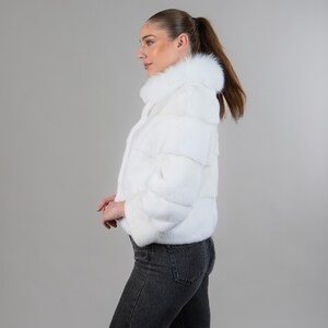 White Short Mink Fur Jacket With Fox Fur Details - Etsy