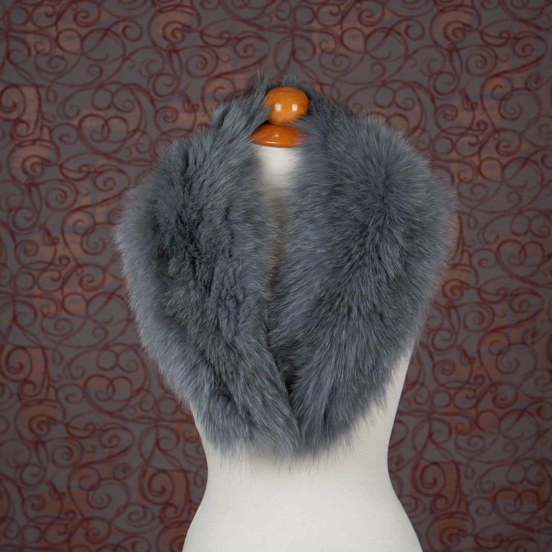 Real Fox Fur Collar in Gray Color Detachable Wrap Women's Winter - Etsy