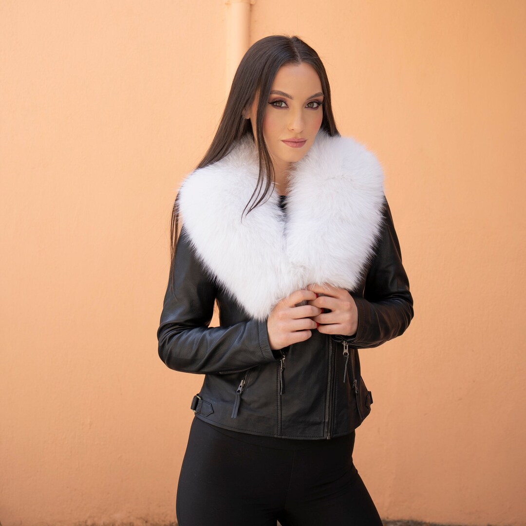 White Real Fox Fur Collar for Women Detachable Wedding Fur - Etsy