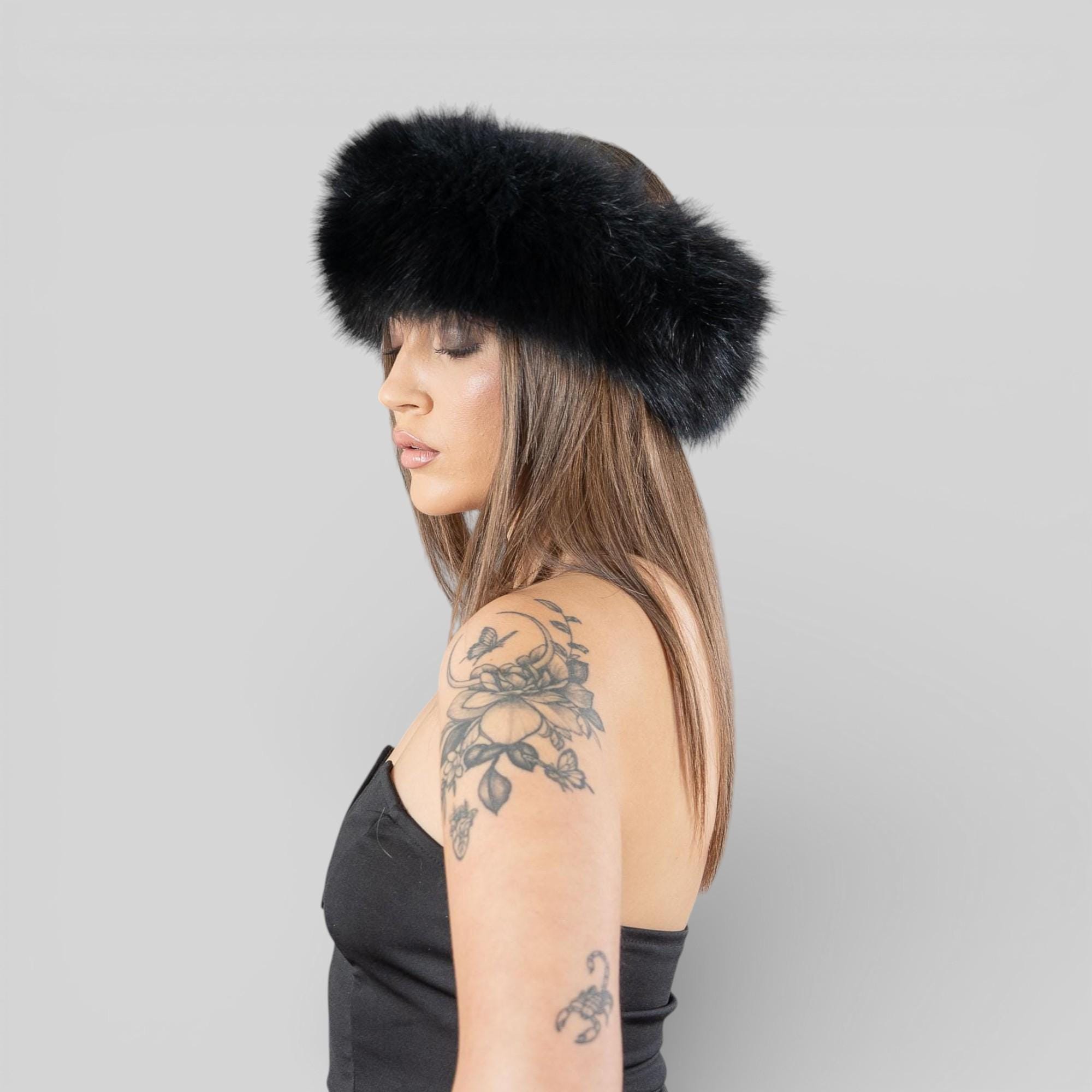 Black Fox Fur Headband With Soft Lining and Classic Elegance - Etsy