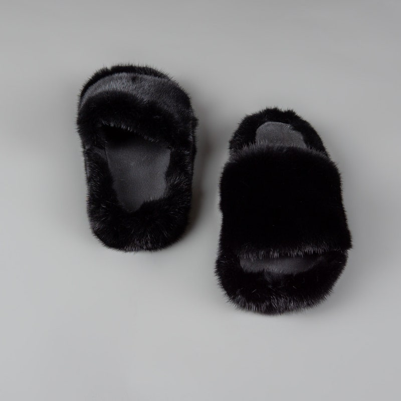 Mink Fur Slides - Etsy