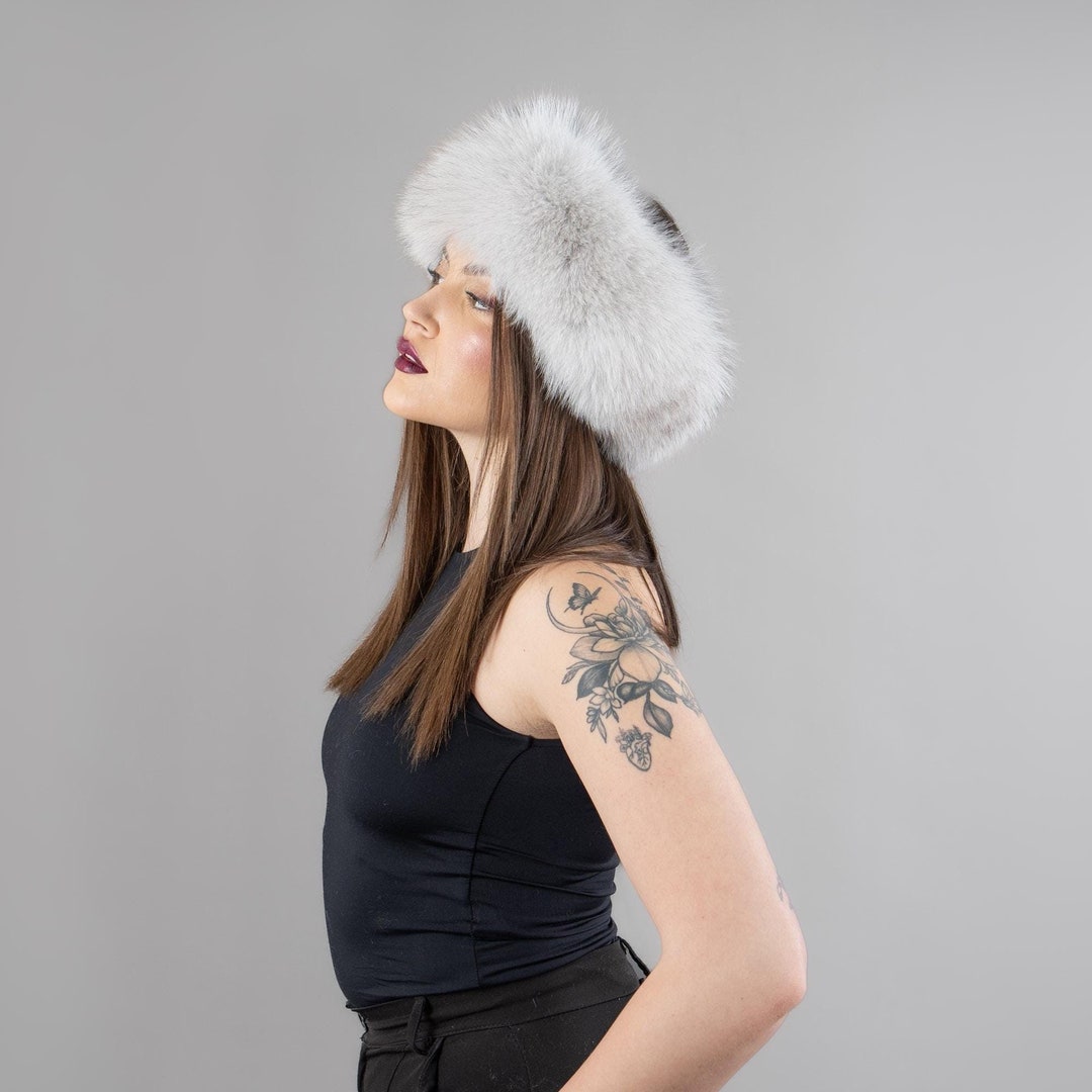 Elegant Gray Fox Fur Headband for Ultimate Winter Warmth - Etsy