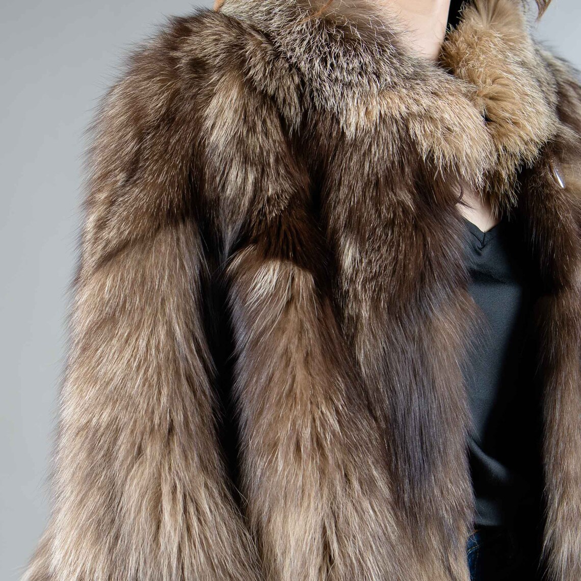 Genuine Fox Fur Cape Coat in Brown Color With A Fluffy Fur - Etsy