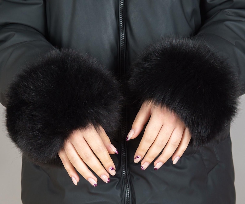 Luxurious Real Black Fox Fur Cuffs – Elegant Warmth & Universal Fit - Etsy