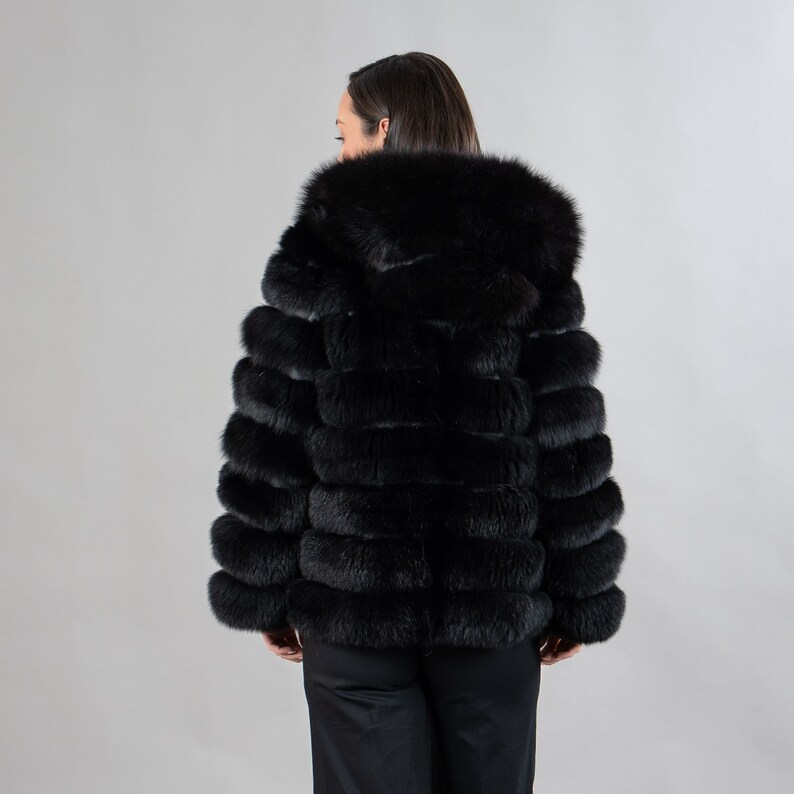 Fox Fur Polymorphic Coat in Black Color - Etsy