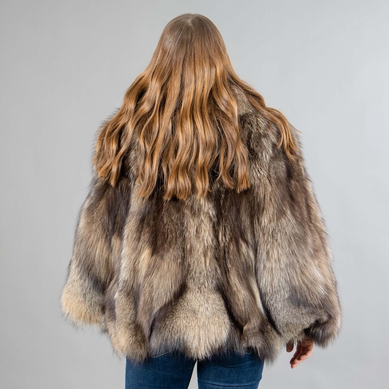 Genuine Fox Fur Cape Coat in Brown Color With A Fluffy Fur - Etsy