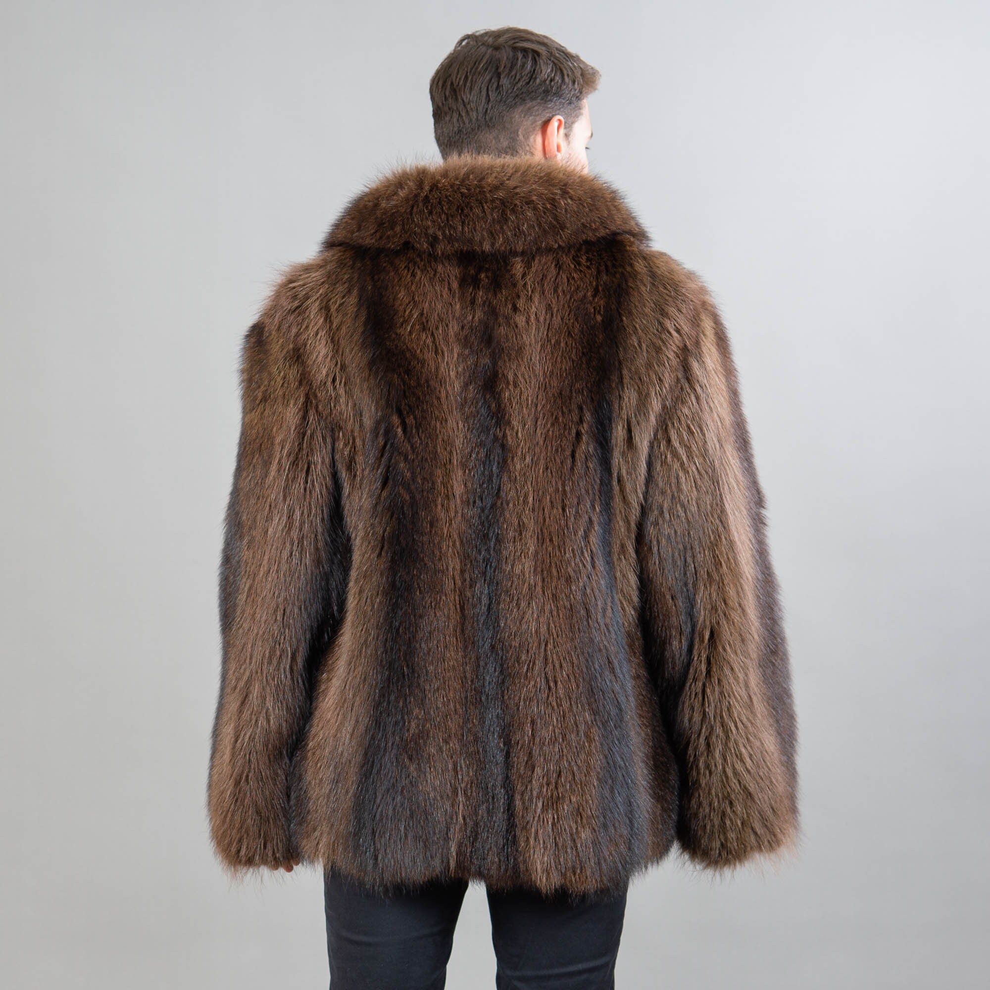 Real Raccoon Fur Coat Men's in Brown Color With A Fur - Etsy