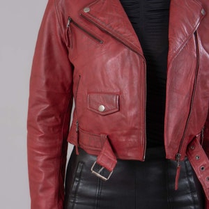 Red Short Leather Jacket - Etsy
