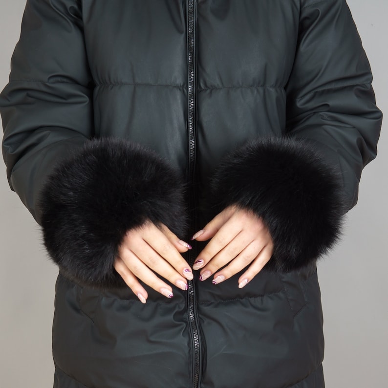 Luxurious Real Black Fox Fur Cuffs – Elegant Warmth & Universal Fit - Etsy