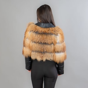 Red Short Fox Fur Jacket With Leather - Etsy