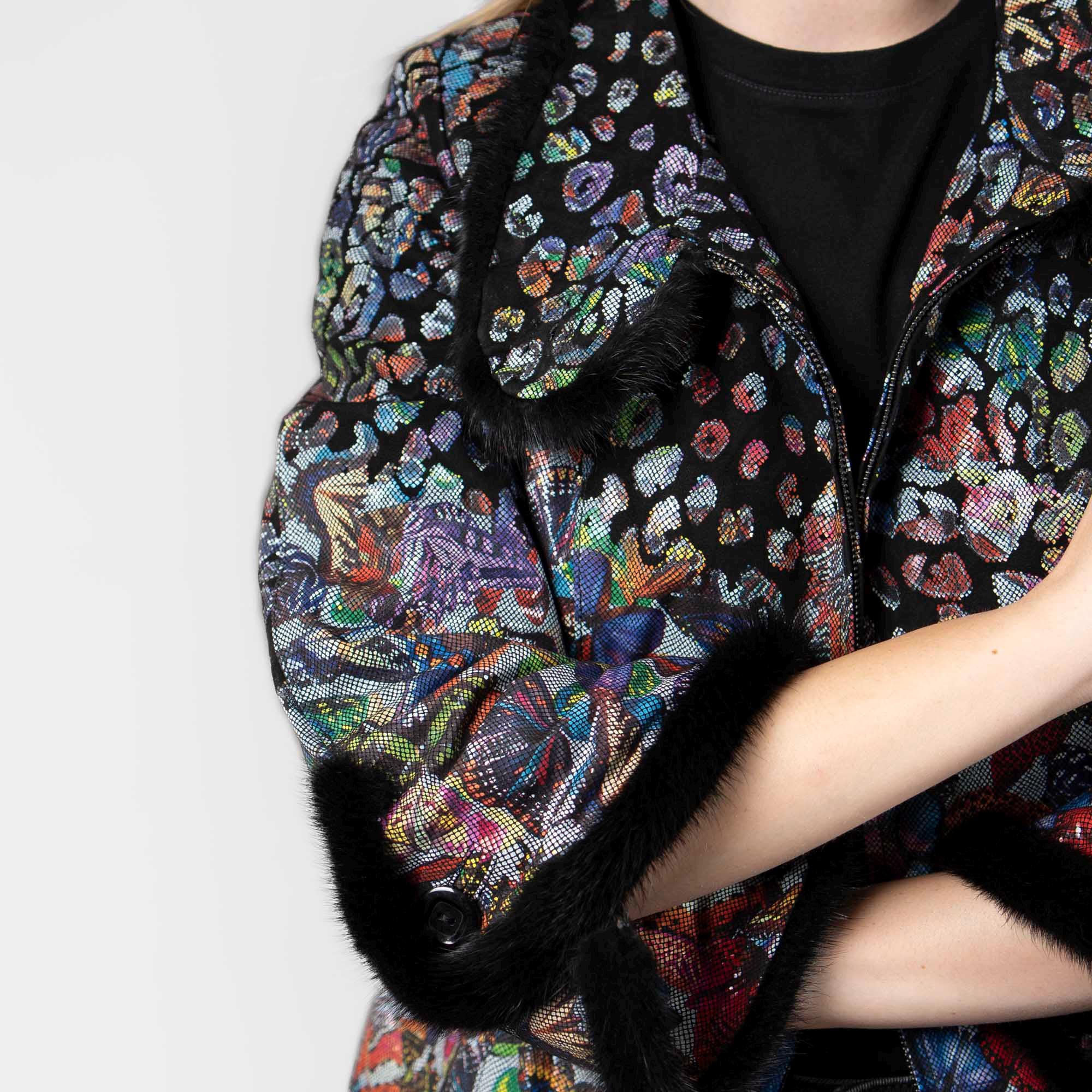 Colorful Leather Jacket With Real Mink Fur Details - Etsy