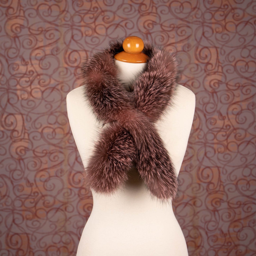 Real Fox Fur Scarf in Red Silver Color Unisex Wrap - Etsy