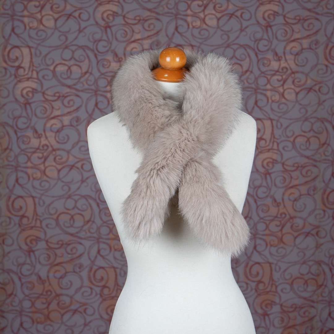 Real Fox Fur Scarf in Beige Color Unisex Wrap - Etsy