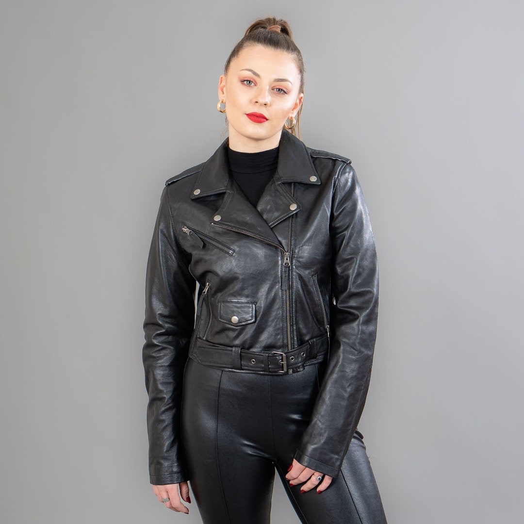 Short Leather Jacket in Black Color - Etsy
