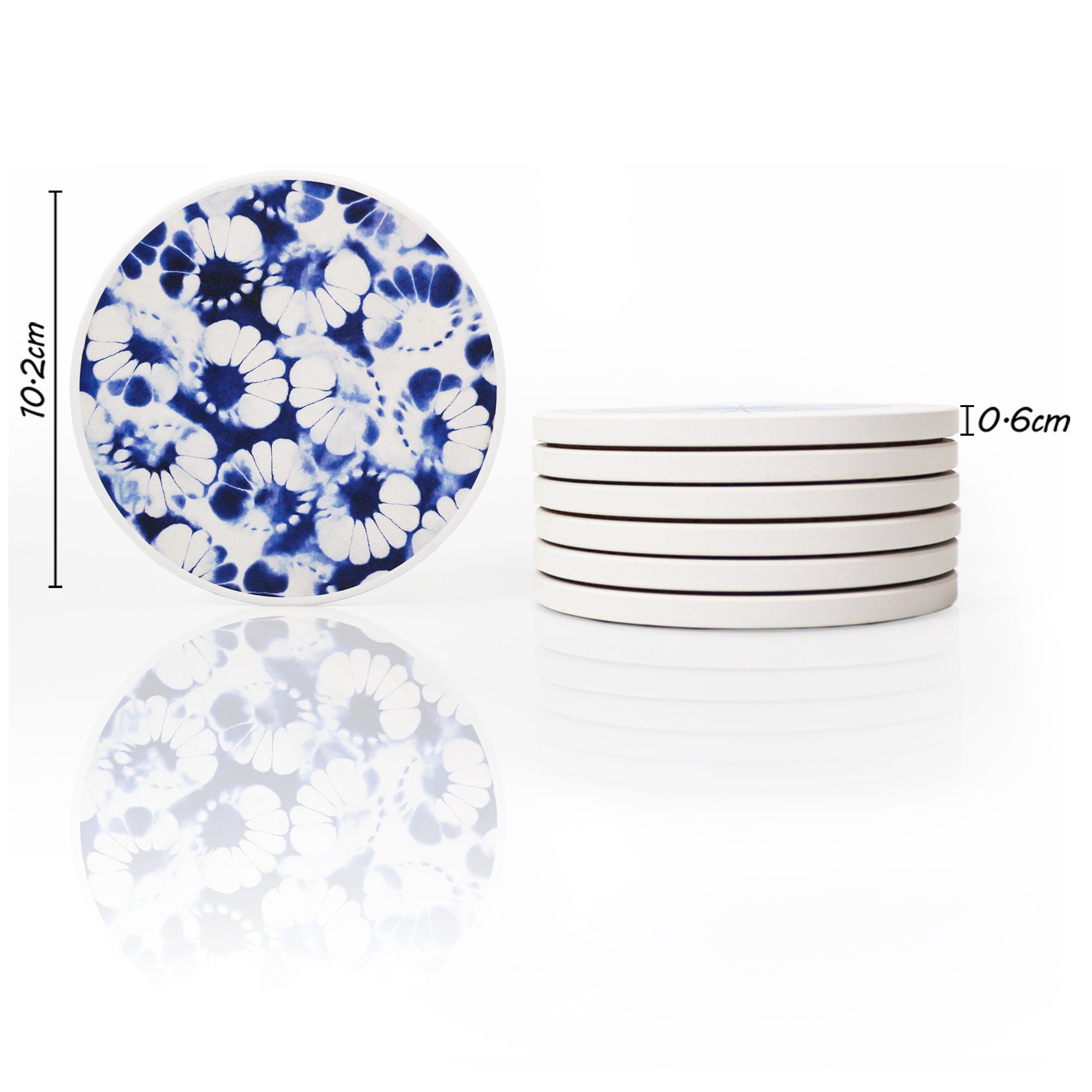 Set of 6 Drink Coasters Absorbing Round Ceramic Stone Coaster - Etsy