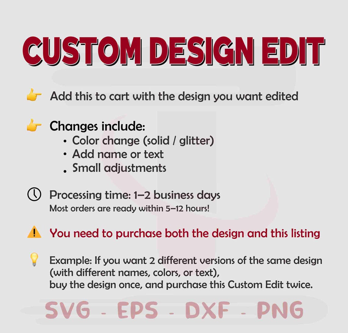 Custom Design Edit | Personalized Changes & Editing Service | Svg, Dxf ...
