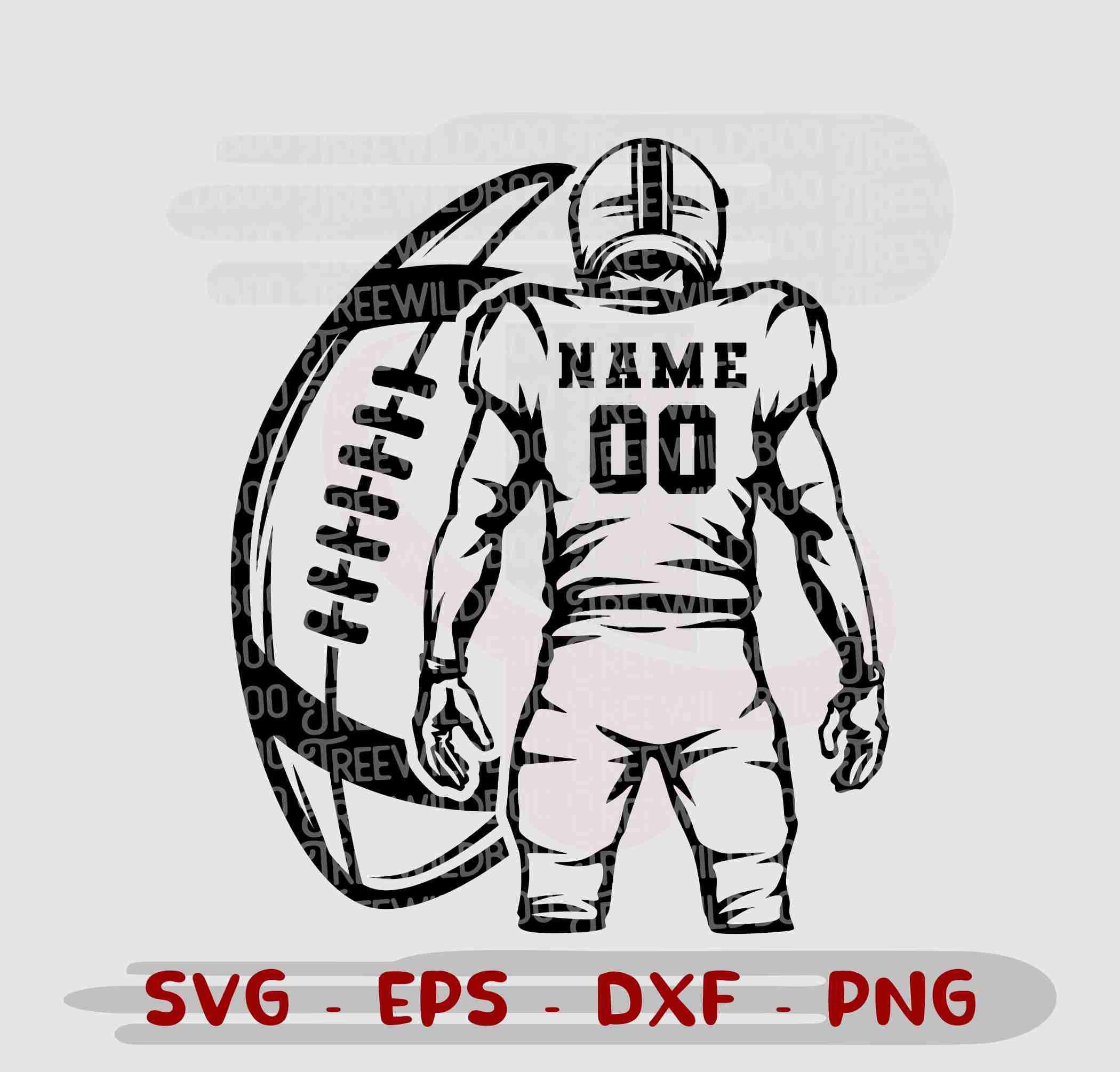 Football Player SVG, Custom Football Name SVG, Football Silhouette PNG ...