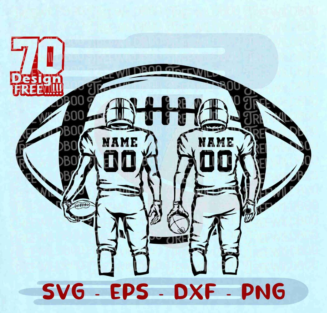 Customizable Football Player SVG, Two Football Players SVG, Layered ...