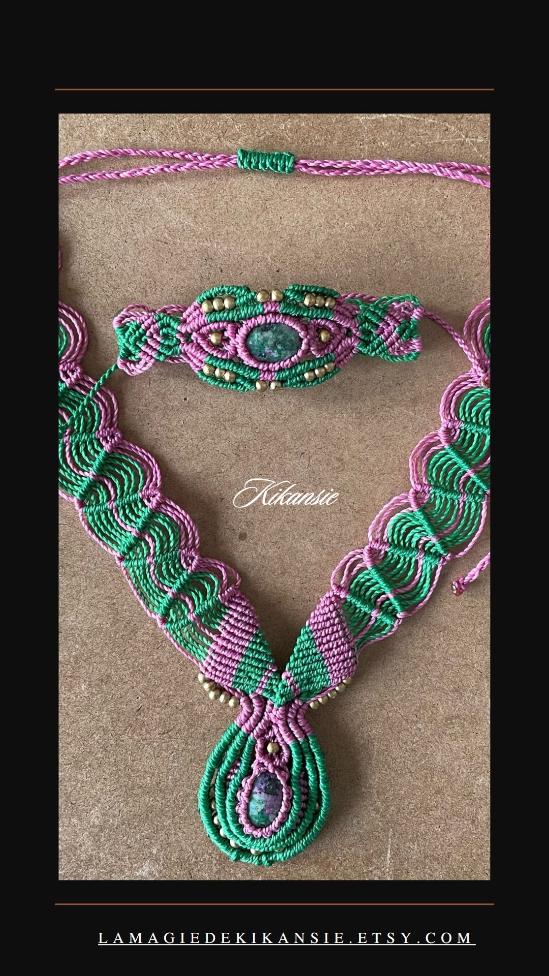 Magnificent Set Made of Micro-macrame With Carefully Selected Ruby ...