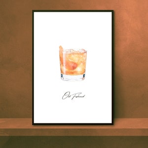 Cocktail Print Old Fashioned PRINTABLE / DOWNLOADABLE Wall - Etsy