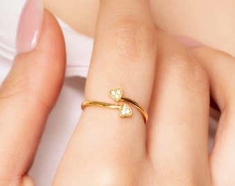 Double Heart Ring - Etsy