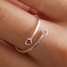 Double Two Heart Open Ruby Promise Ring for Her, Dainty Open Heart Ring ...