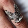 Owl in Flight Ring, Silver Open Wings Owl Ring, Animal Inspired Ring ...