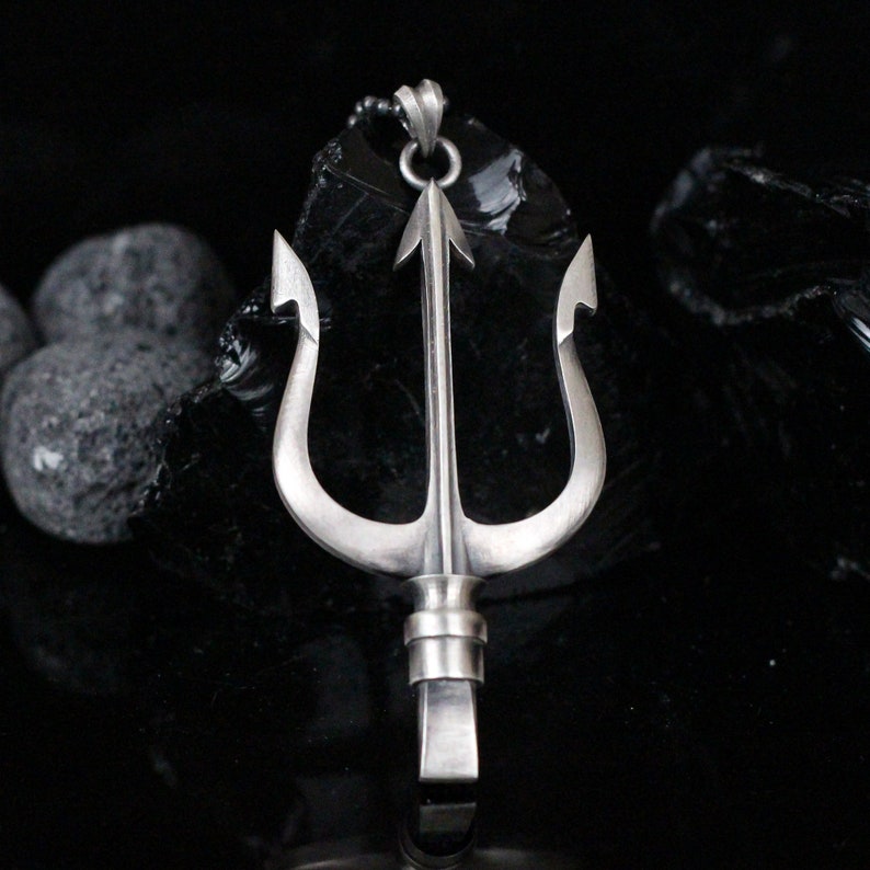 Handmade Sterling Silver Trident Necklace: Poseidon Spear, Greek ...