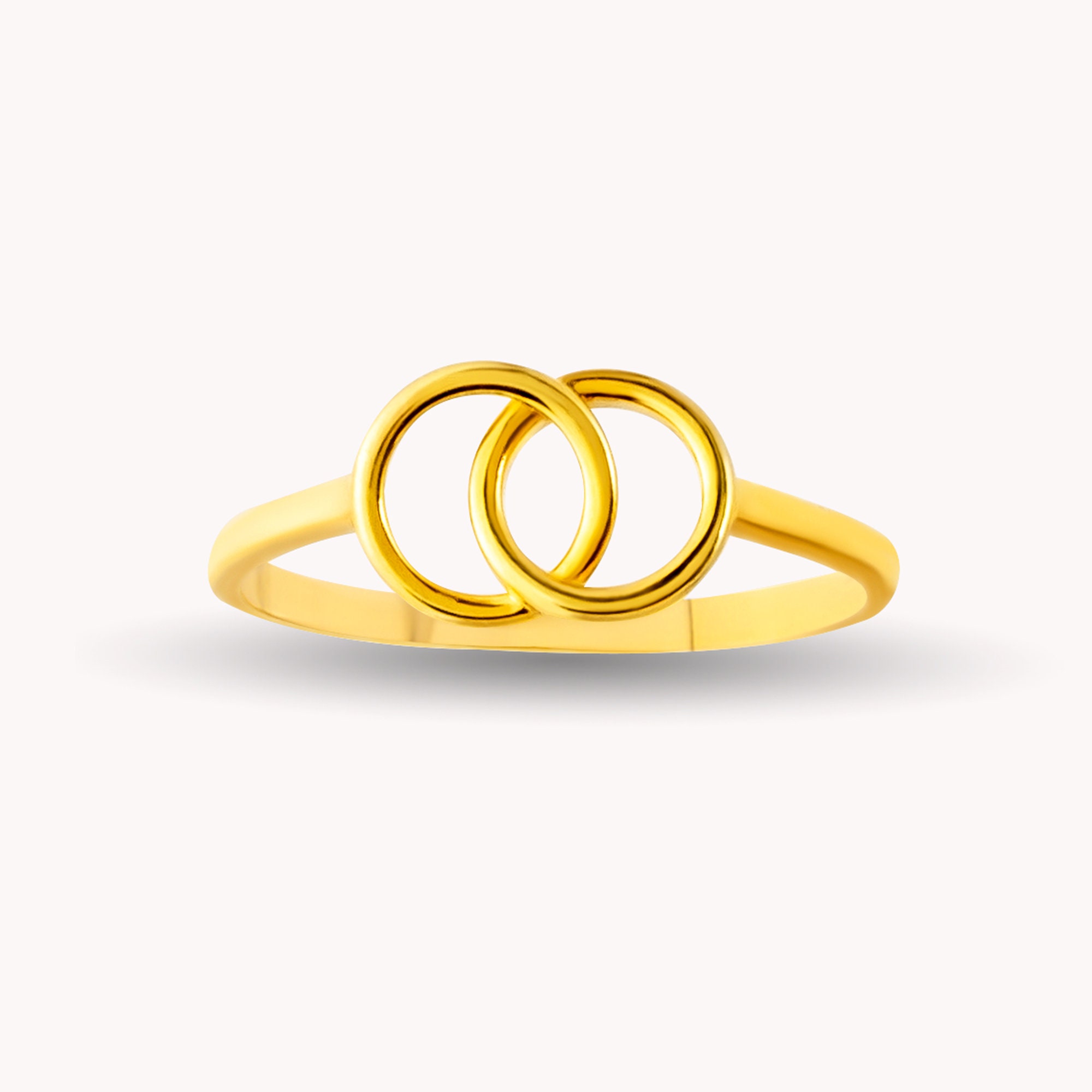 Two Circle Chain Link Ring, Open Circles Ring, Two Interlocking Circle ...