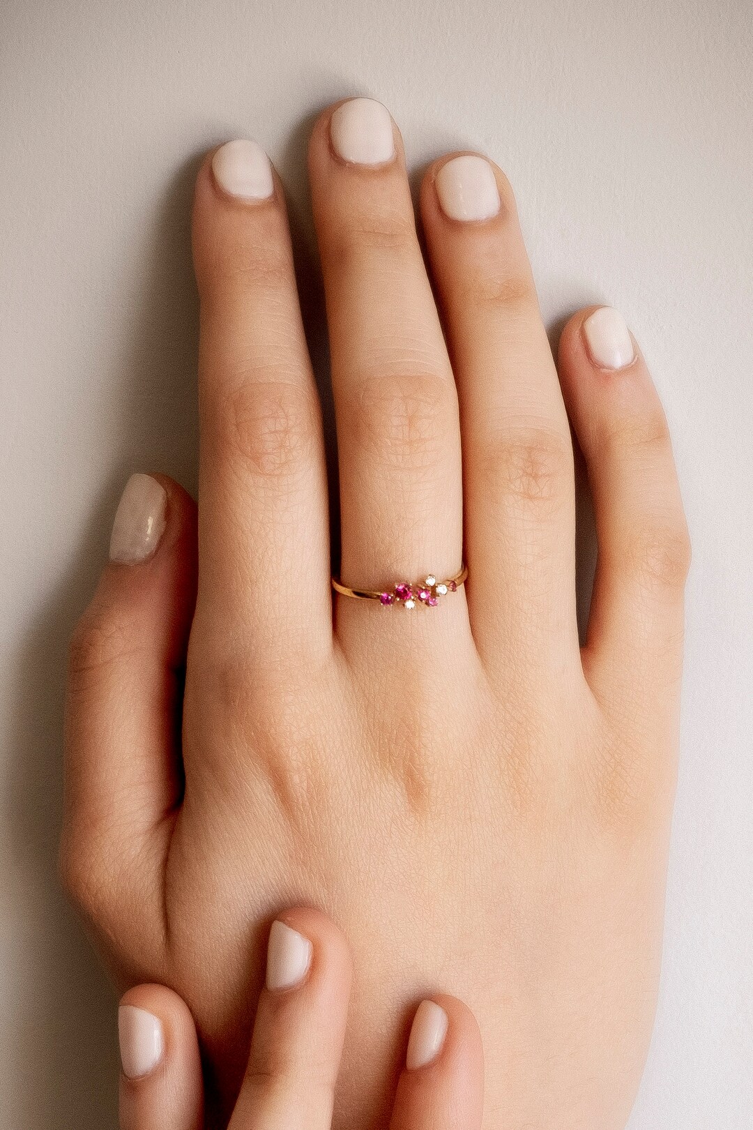 Genuine Ruby Cluster Ring, Ruby Jewelry Gift, Ruby Cluster Wedding Band ...