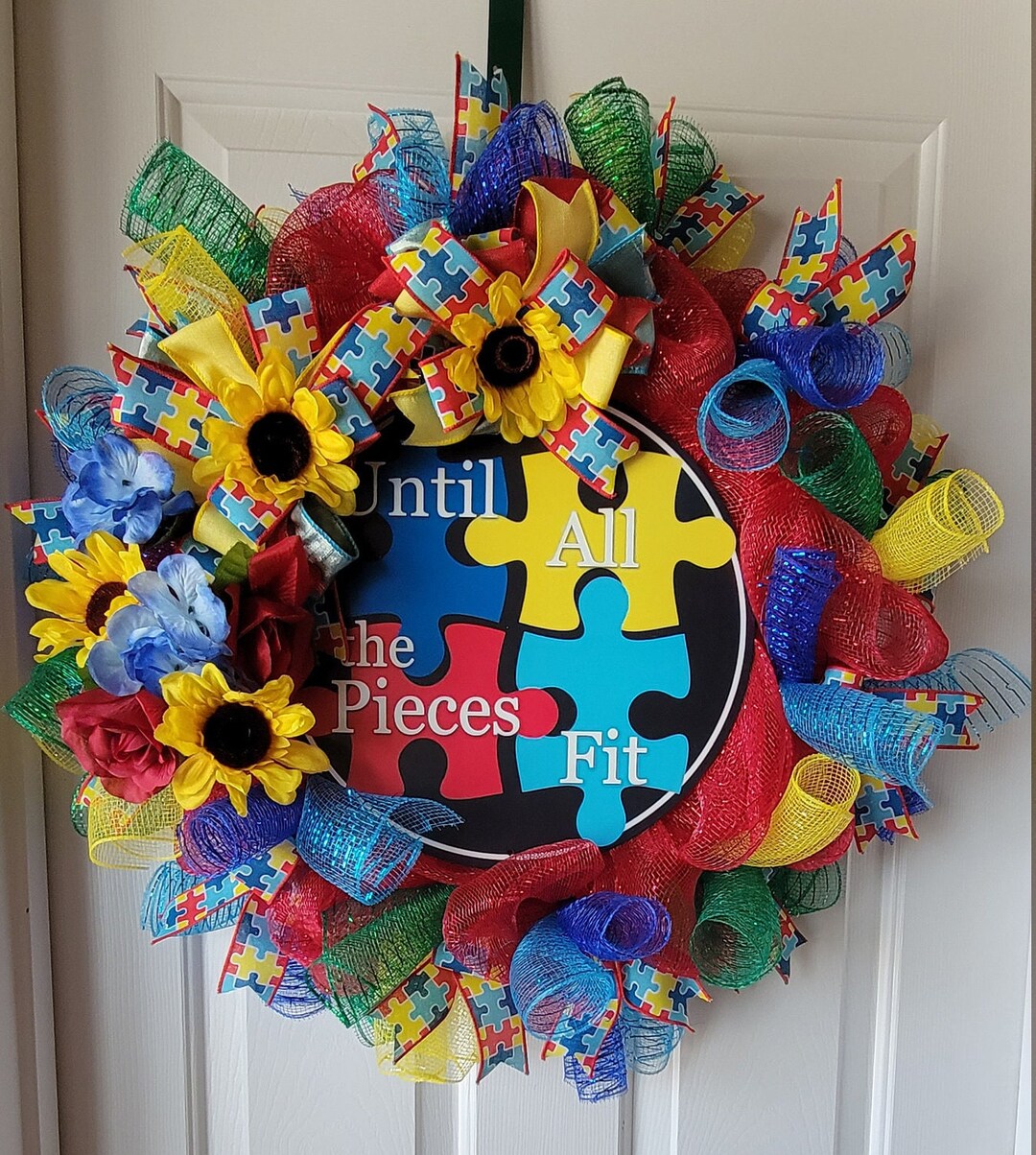 Autism Awareness, Light It up Blue, Front Door Decoration, Until All ...