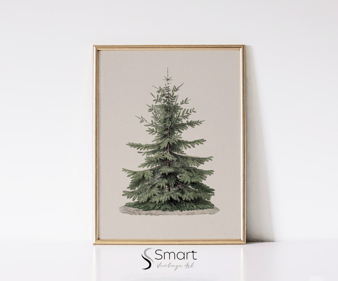 Vintage Tree Painting,christmas Tree Printable Wall Art,winter ...