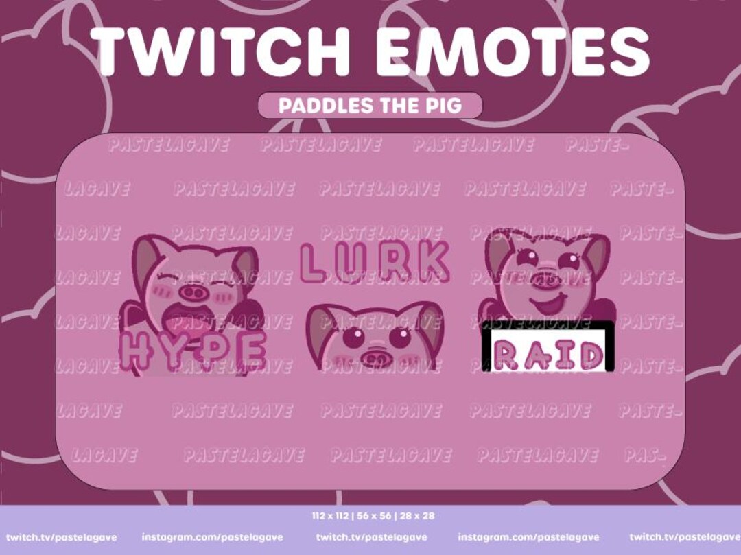 Paddles the Pig Emote Pack – 3 Twitch, Youtube & Discord Emotes | Pink ...