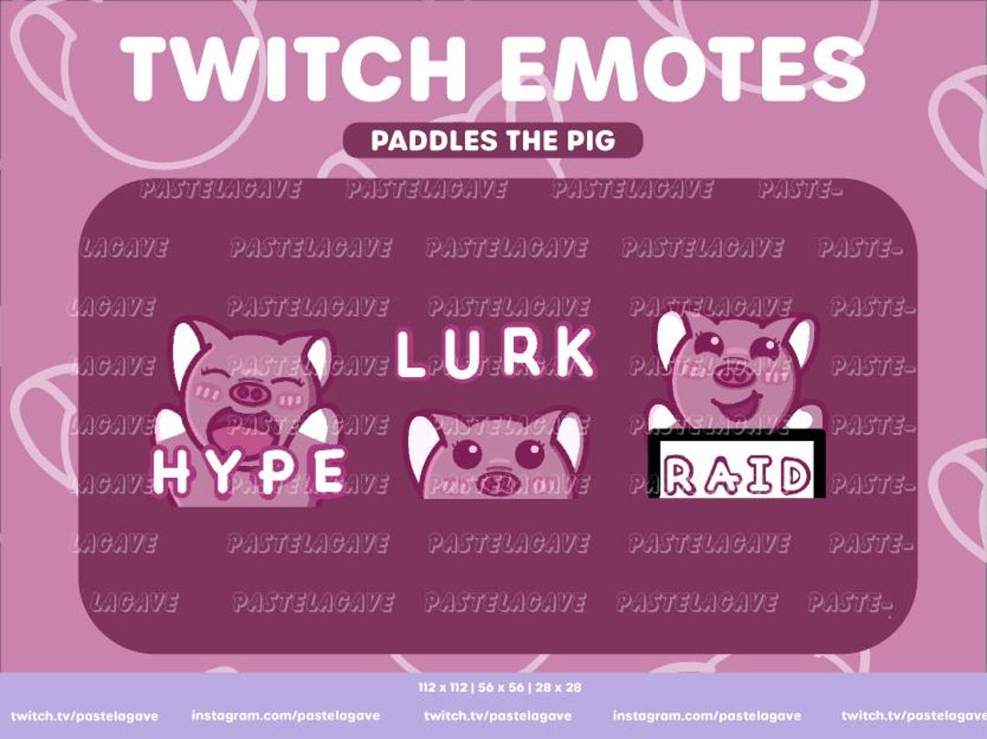 Paddles the Pig Emote Pack – 3 Twitch, Youtube & Discord Emotes | White ...