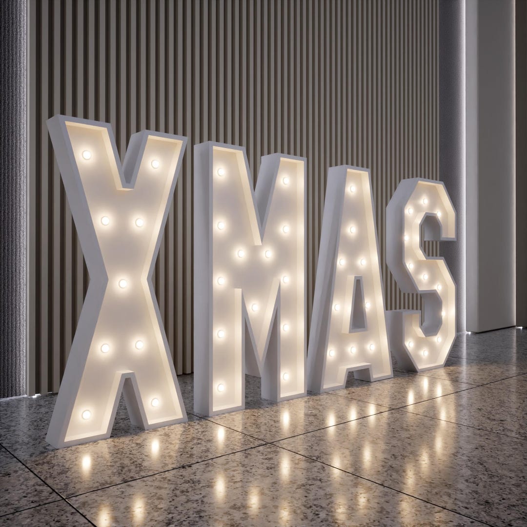 XMAS Marquee Letters - 2ft/3ft/4ft Holiday Lights, Battery or Plug-in ...
