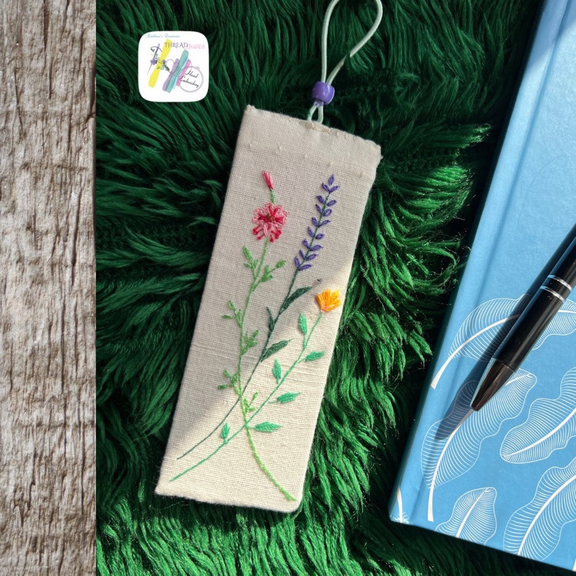 Handmade Floral Embroidered Bookmark: Cotton Reader Gift - Etsy