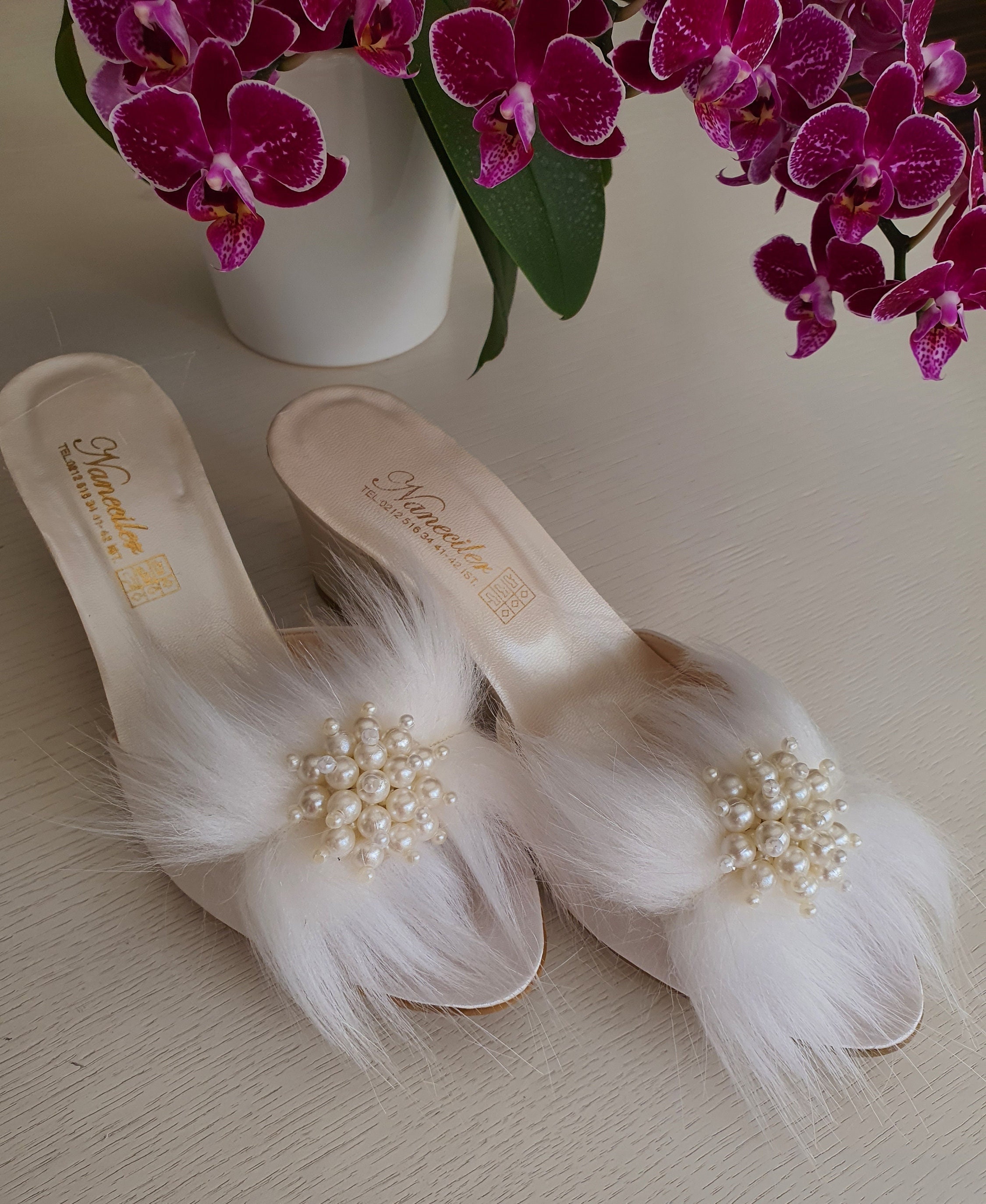 White Feather Slippers