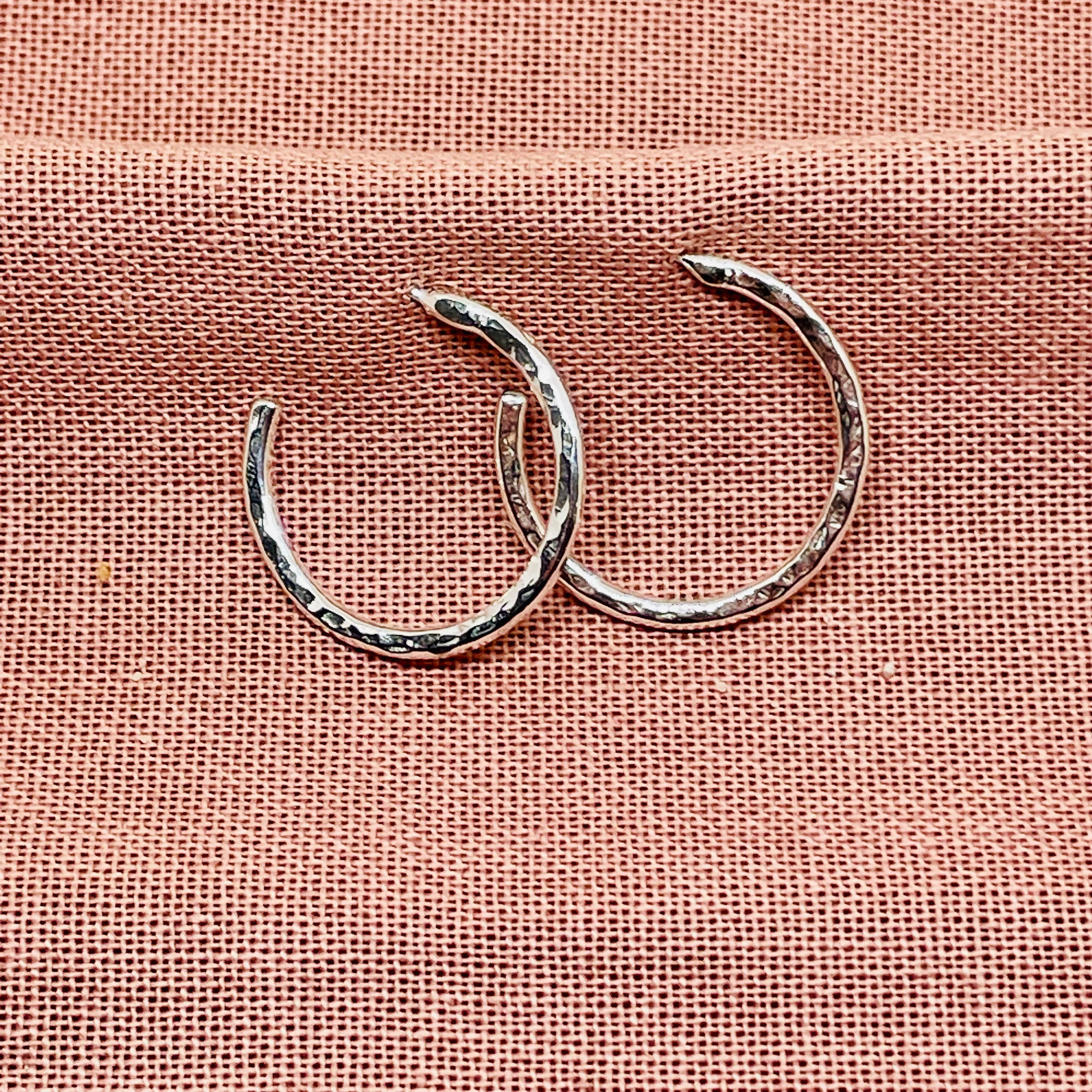 Hammered Sterling Silver Stud Hoops, Hand Made in Devon With Recycled ...