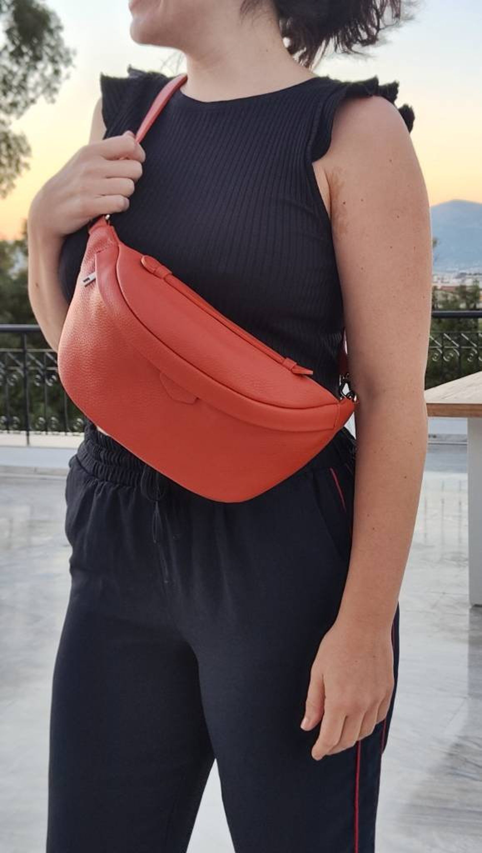 Oversized Leather Fanny Pack Leather Belt Bag Leather Bum - Etsy