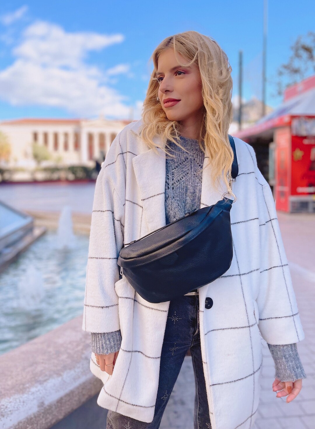 Oversized Leather Fanny Pack, Leather Belt Bag, Leather Bum Bag, Belt ...