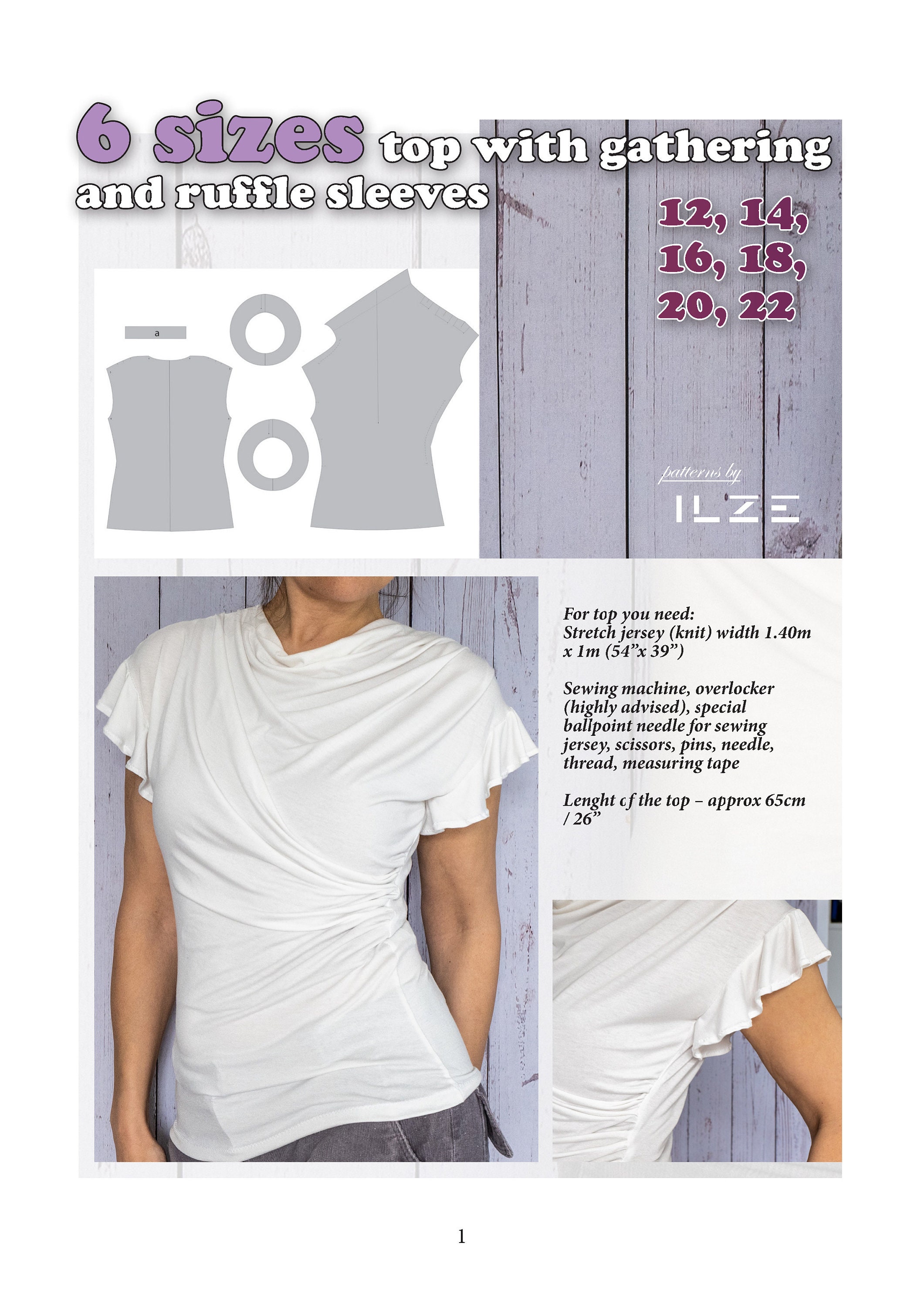 Jersey Top for Sewing PDF Digital Pattern / Knit Asymmetric Top With ...