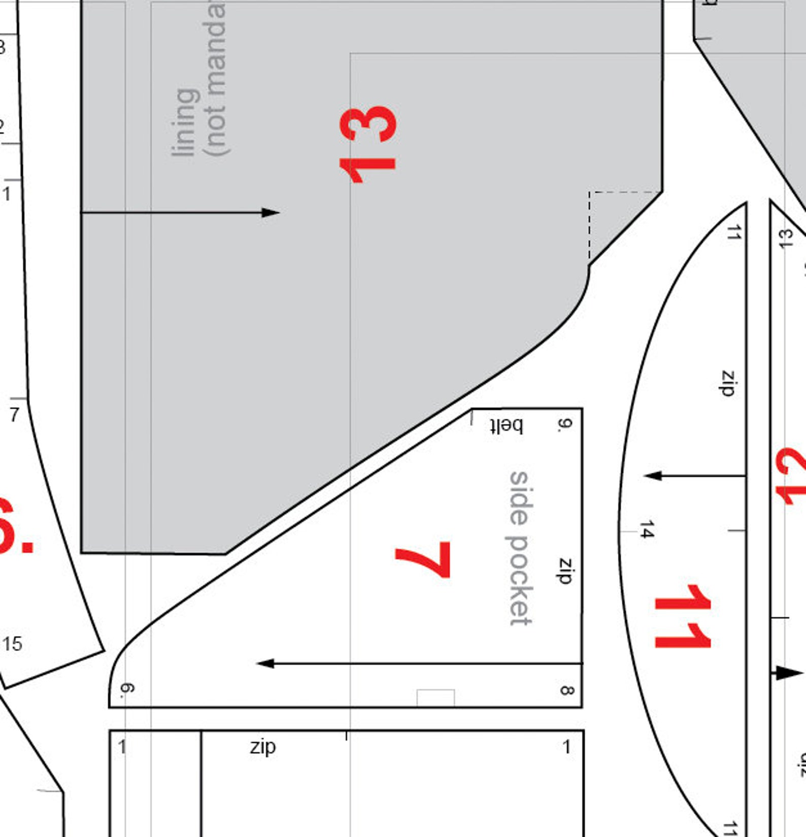 Pdf Digital Pattern for Sewing 6 Pocket BELT BAG / Fanny Pack / Bum Bag ...