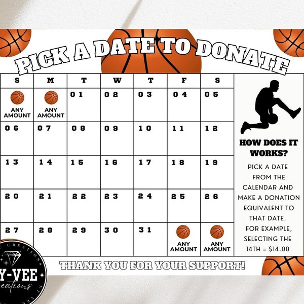 Basketball Sponsor Calendar - Etsy