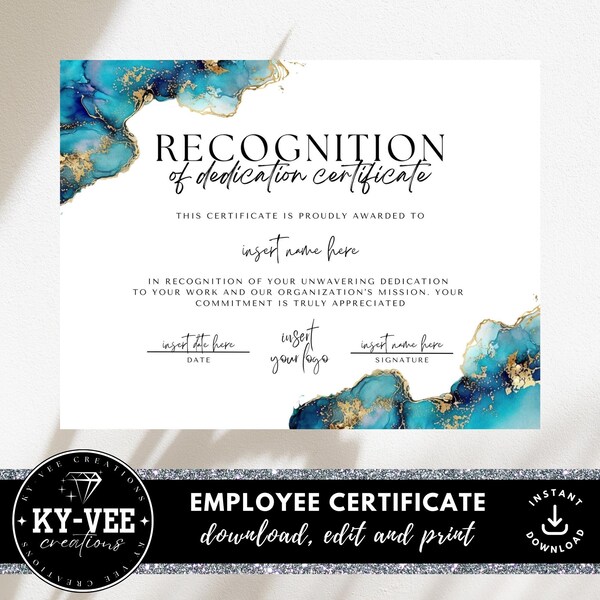 Employee Appreciation Anniversary Certificate - Etsy